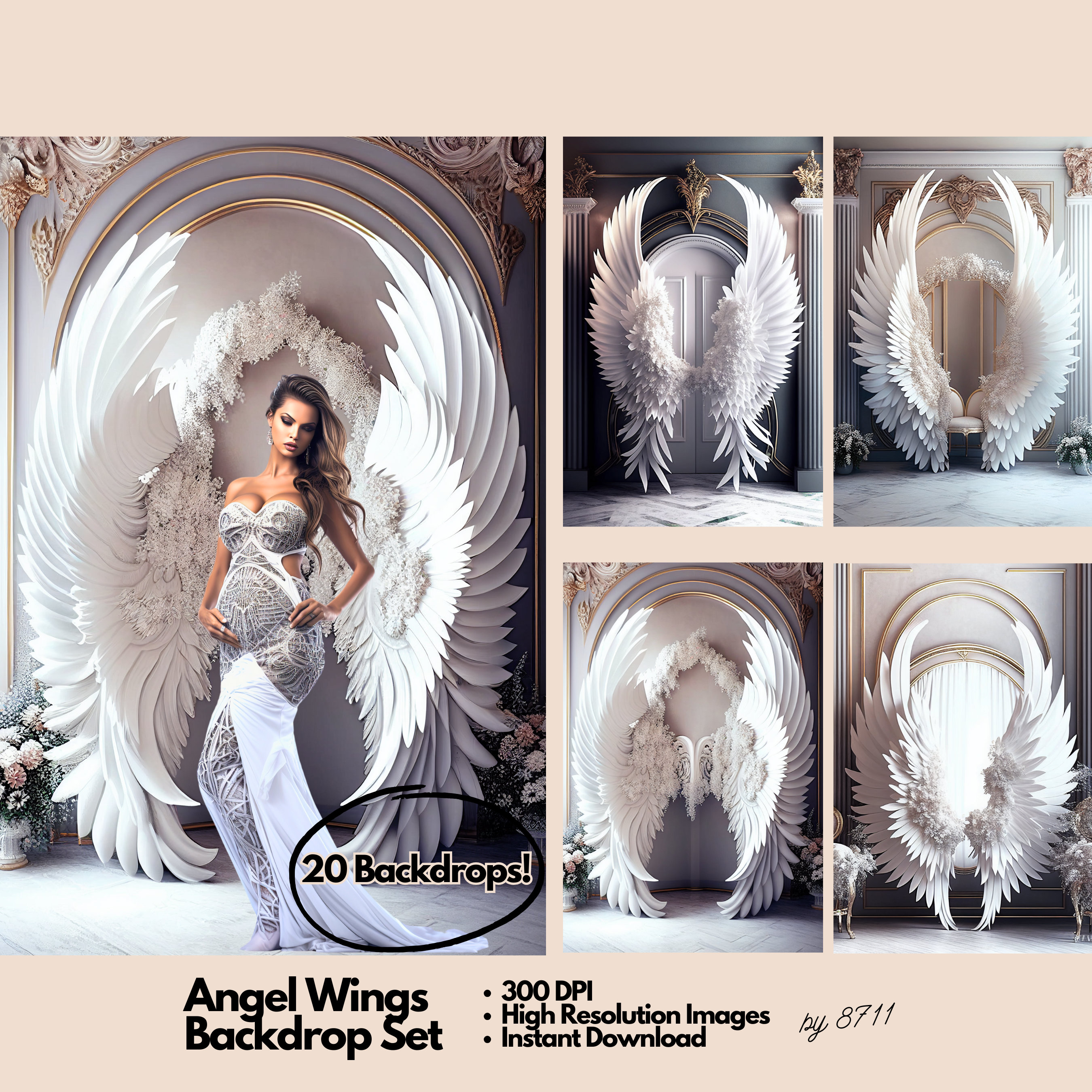 Angel Wings Digital Backgrounds Maternity Backdrop Overlays Studio ...