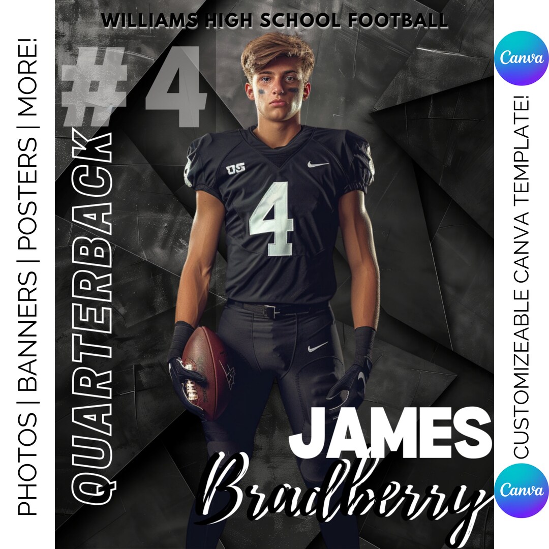 Sports Poster Canva Template | Custom Senior Banners, Baseball Cards ...