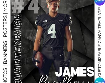 Sports Poster & Senior Banner Canva Template Background for Football ...