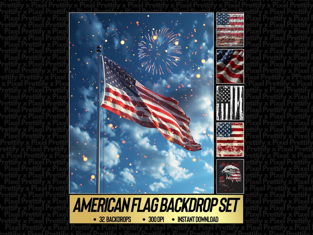 4th of July Digital Backdrops 32 American Flag Backgrounds Independence ...