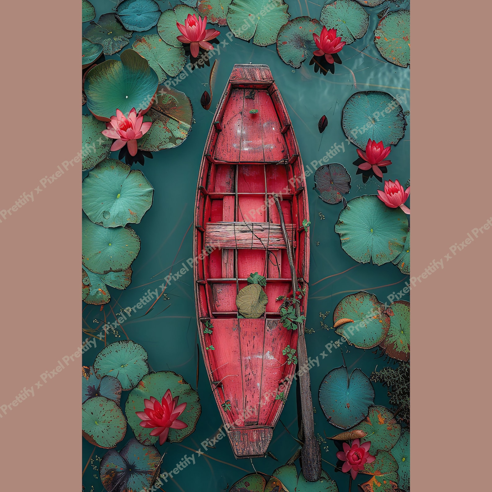 Lily Pond Boat Digital Backdrop Overlay for Portrait Photography ...