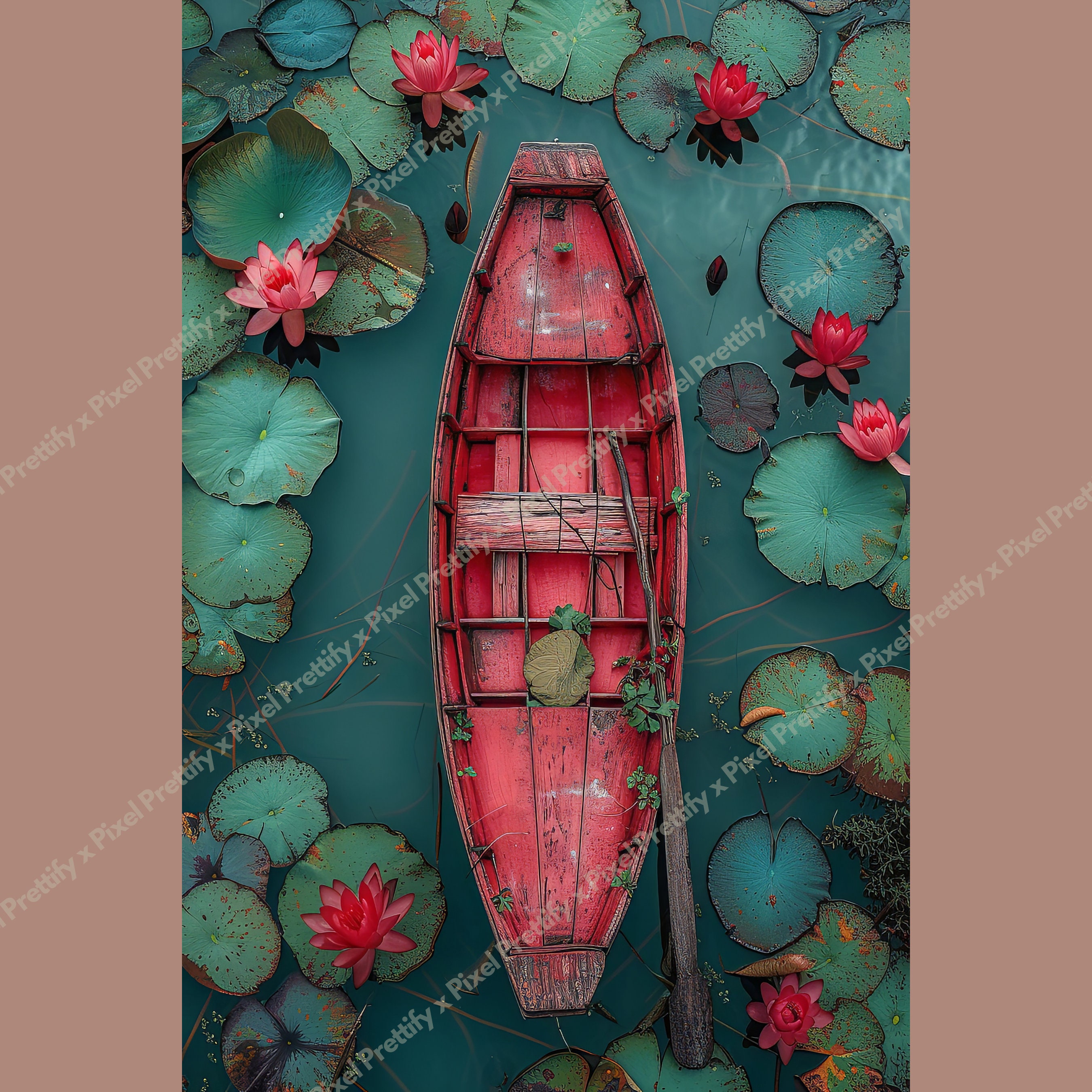 Lily Pond Boat Digital Backdrop Overlay for Portrait Photography ...