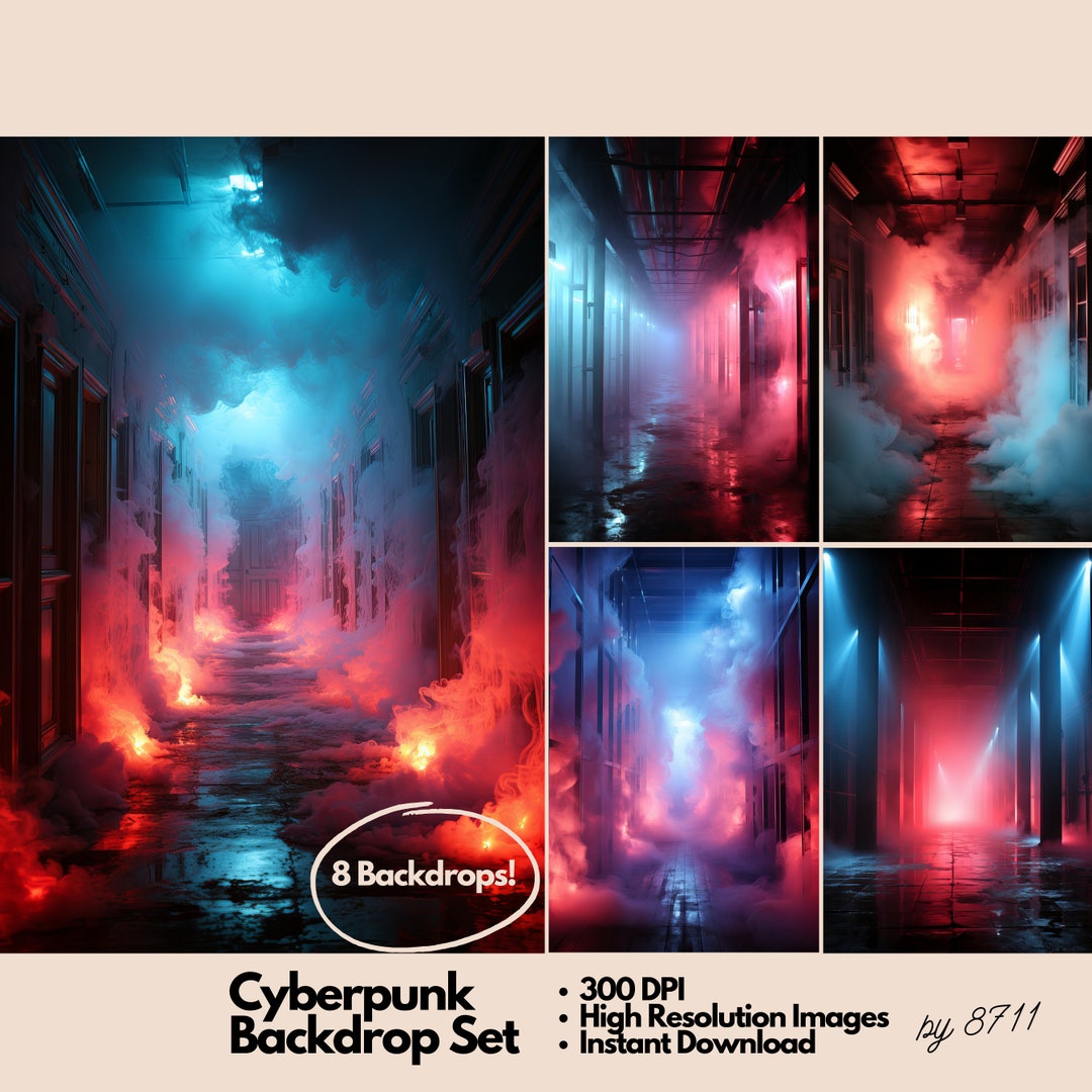 Cyberpunk Digital Backdrops Smoke Backdrop Overlays Photography Digital ...