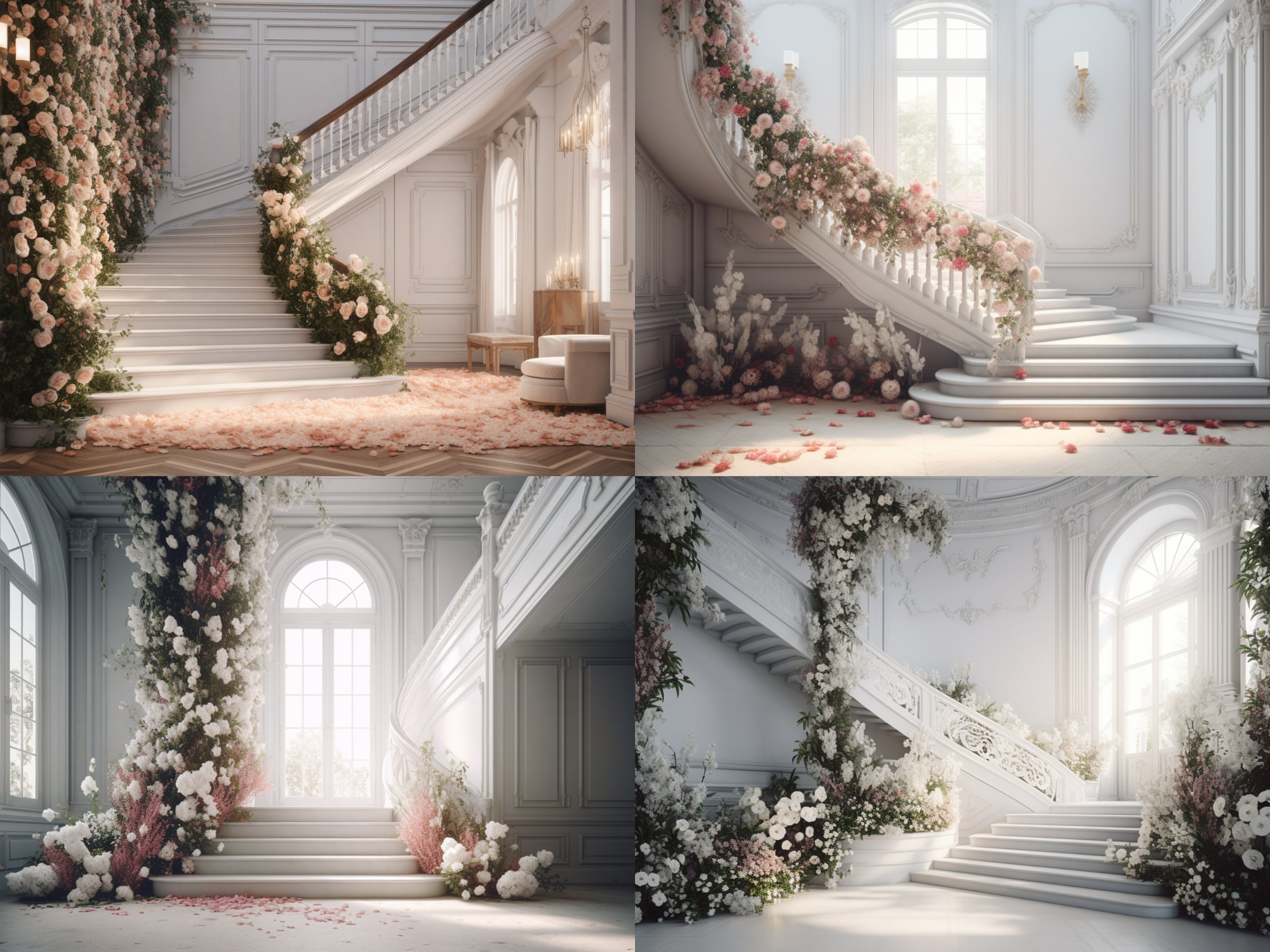 Floral Stair Digital Backdrops Maternity Backdrop Overlays - Etsy