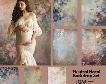 40 SOFT NEUTRAL TEXTURES Floral Backdrops Digital Backdrops Overlay ...