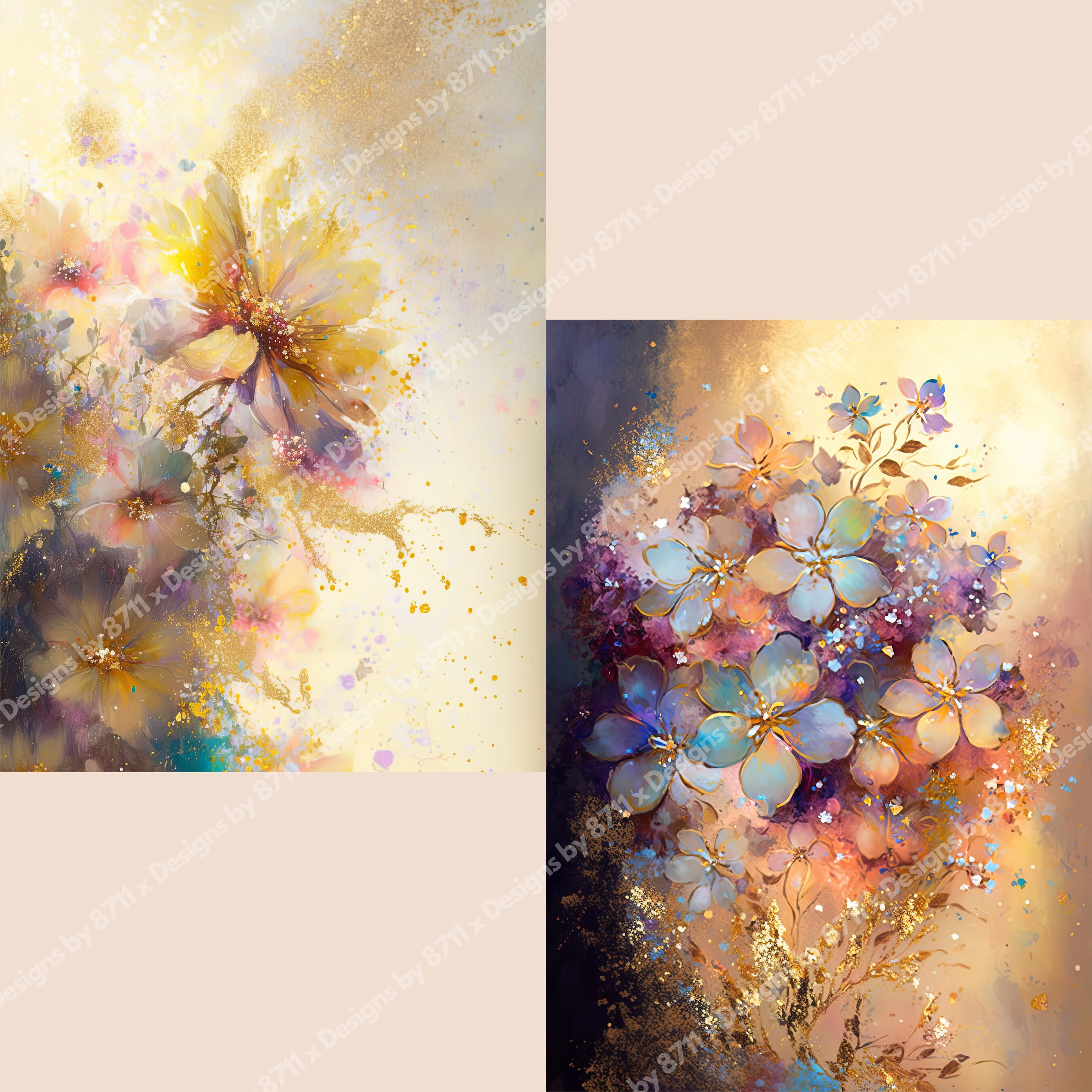 Bright Digital Backdrops With Colorful Paint Texture Overlays, Rainbow ...