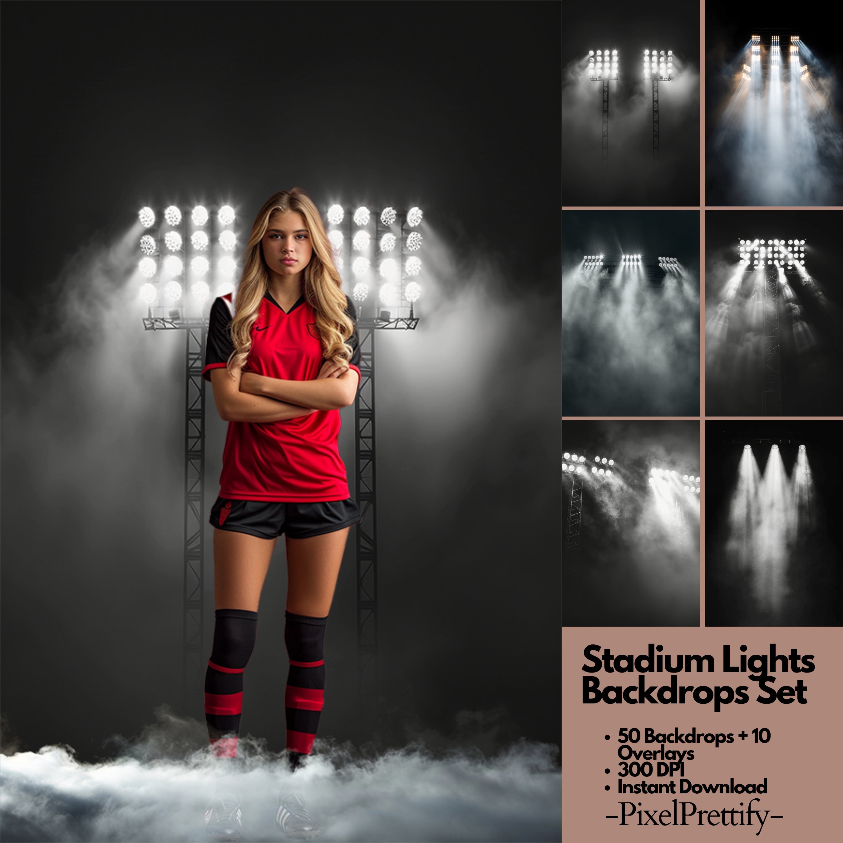 Friday Night Light Overlays, Stadium Light Backdrop Overlays, Sports ...