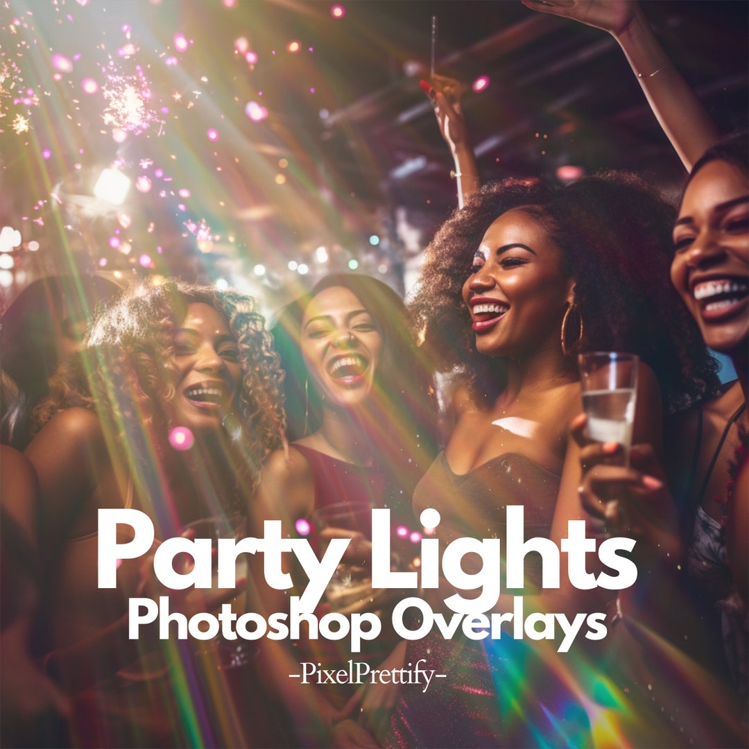 Party Lights Photo Overlay Effect Adobe Photoshop Actions, Aesthetic ...