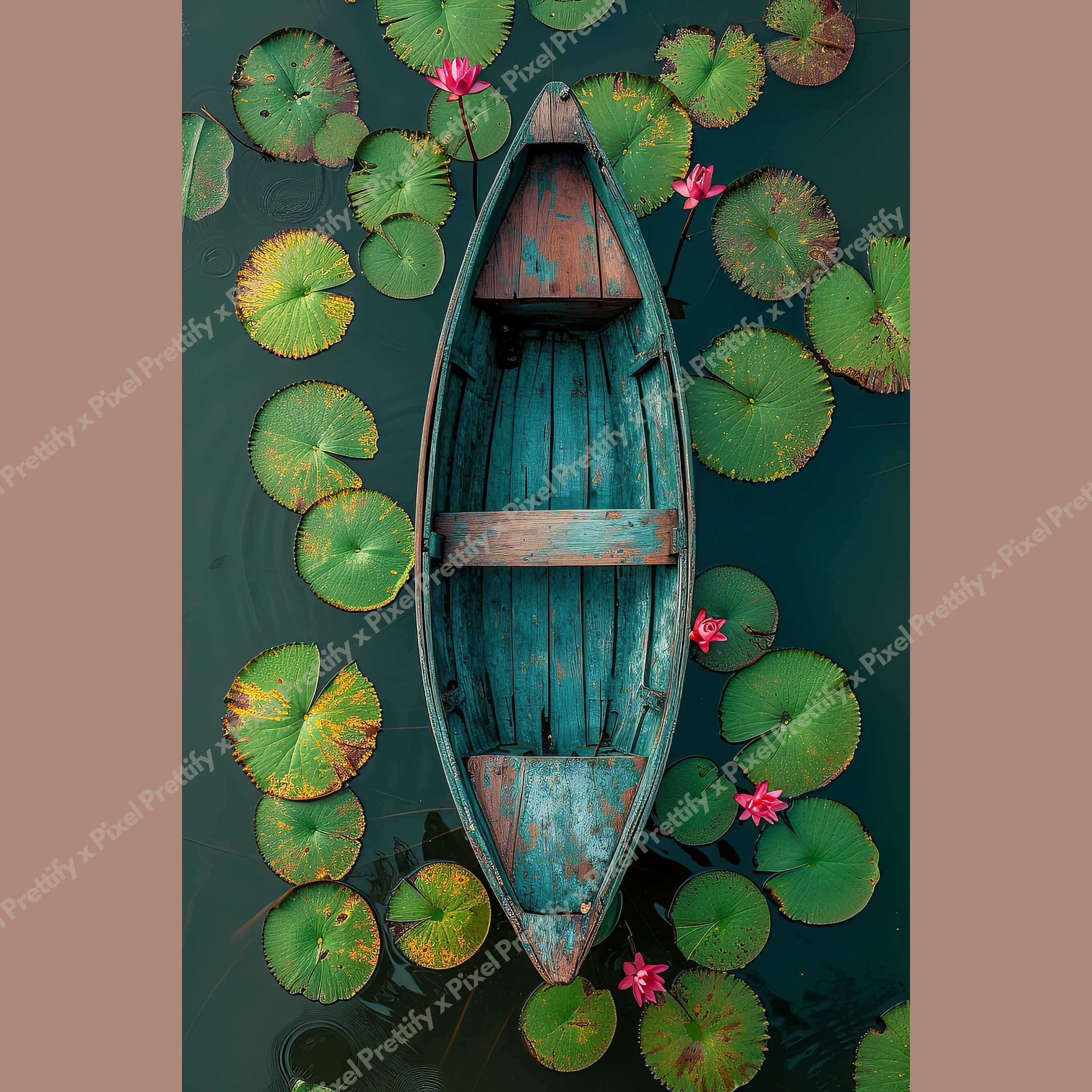 Lily Pond Boat Digital Backdrop Overlay for Portrait Photography ...
