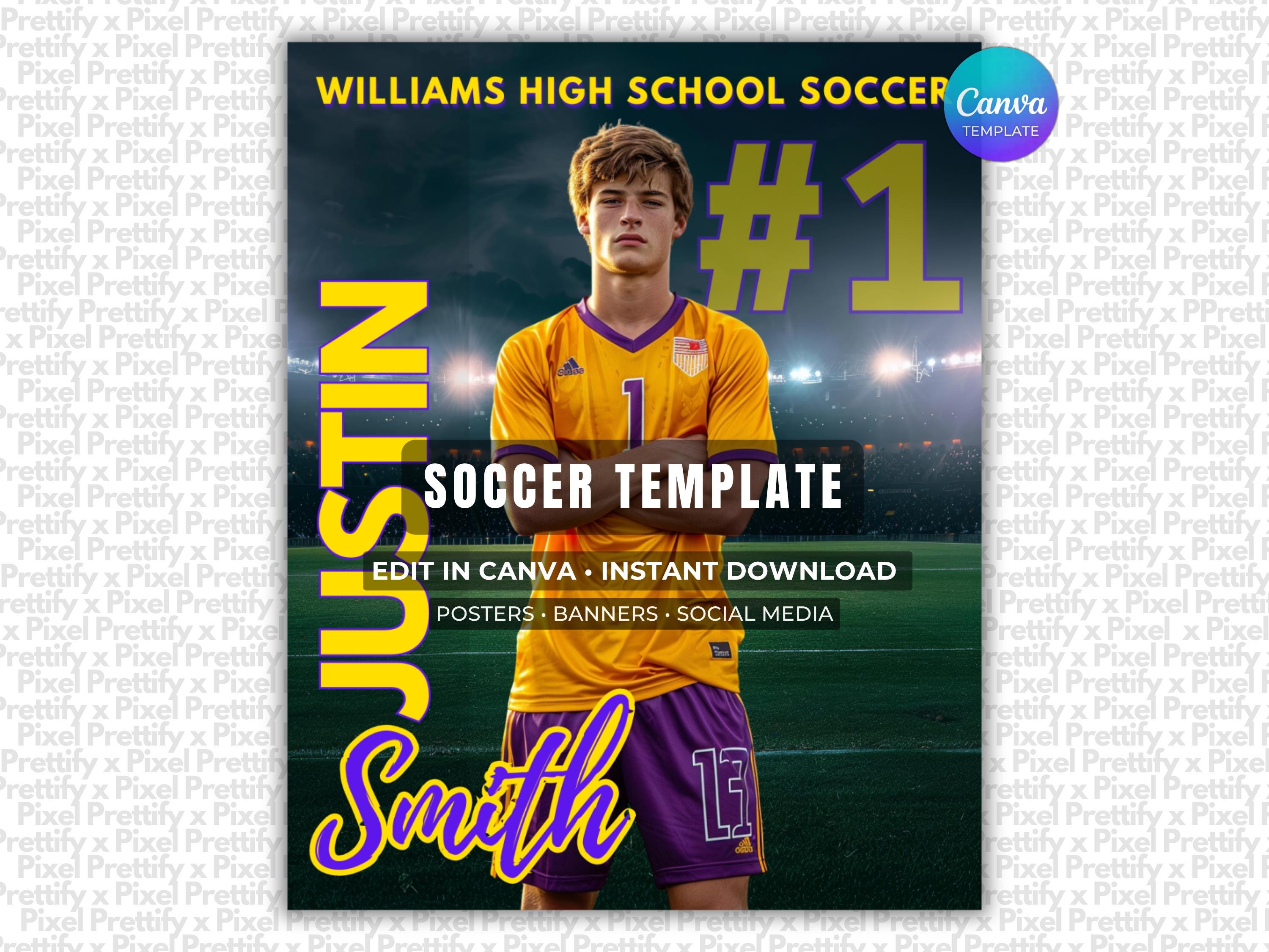 Soccer Poster & Banner Canva Template | Editable Digital Soccer ...