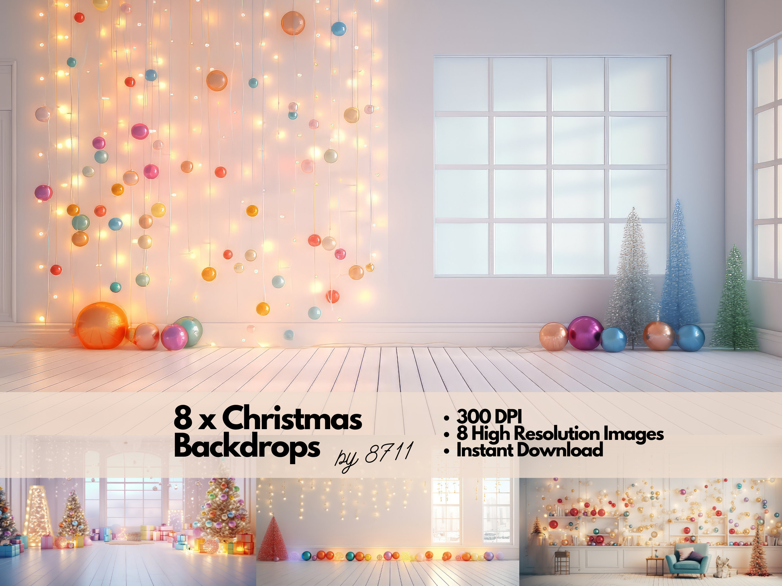 Christmas Lights Digital Backdrops Christmas Backdrop - Etsy