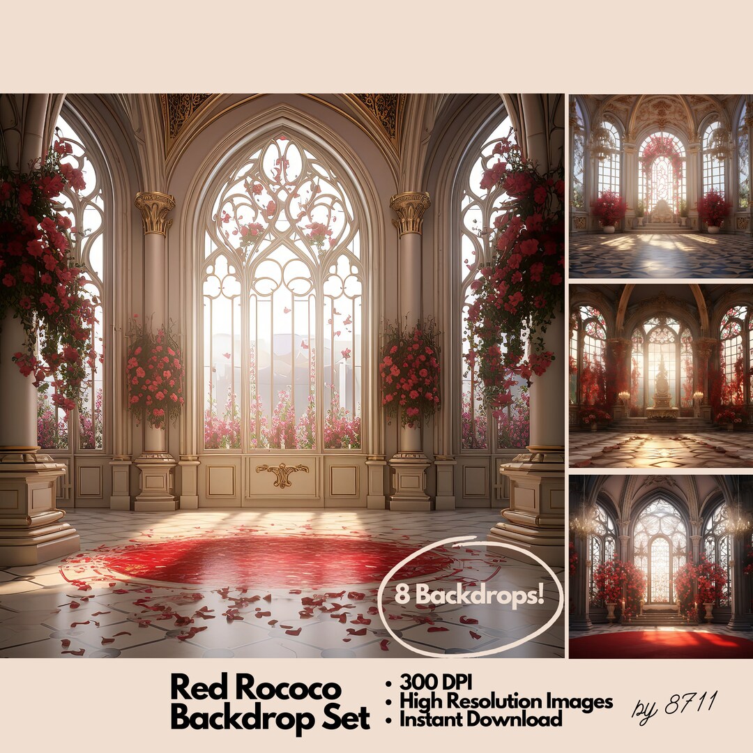 Red Rococo Digital Backdrop, Maternity Backdrop Overlays, Studio ...