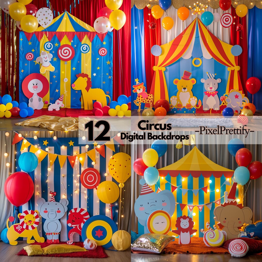 Circus Digital Backdrops, Circus Baby Birthday, Photoshop Overlays ...