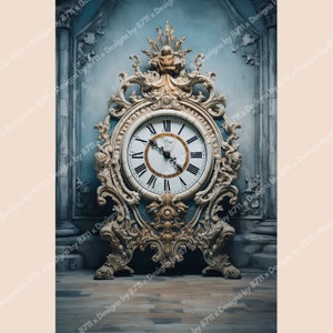 Ornate Clock Digital Backdrop, Maternity Backdrop Overlays, Studio ...