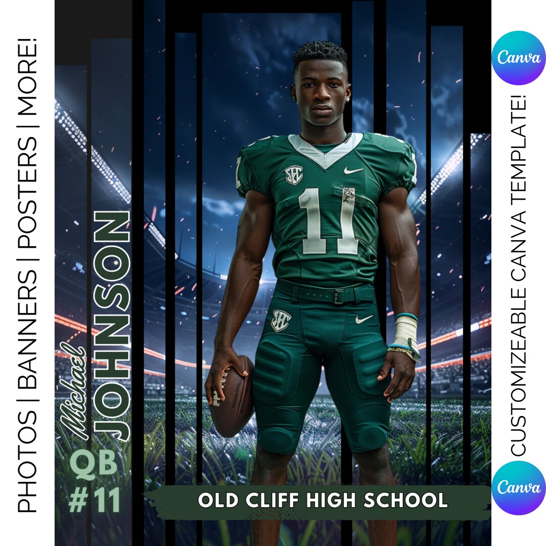 Football Poster Canva Template | Fire Backdrop for Custom Sports ...