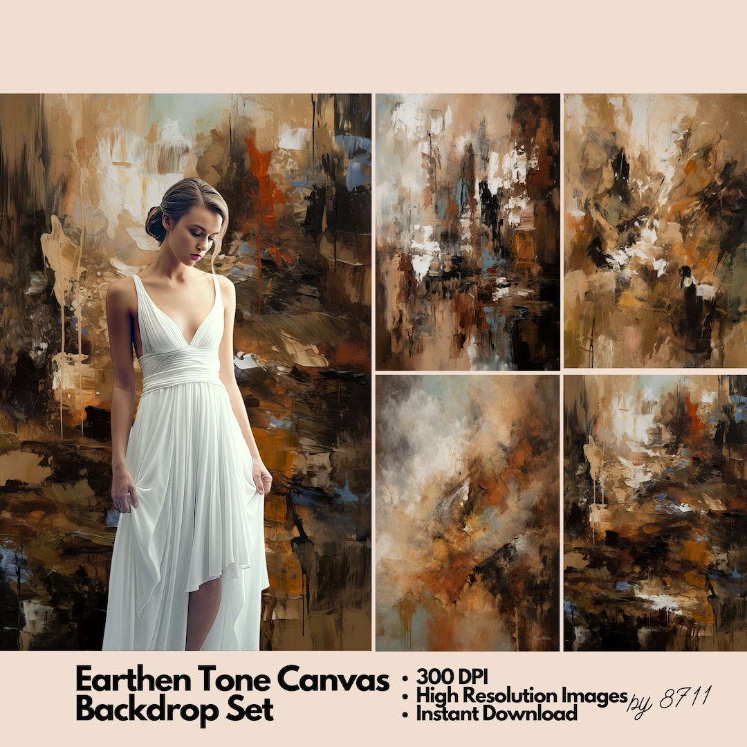 Earthy Tone Hand Painted Canvas Digital Backdrops, Photography Digital ...