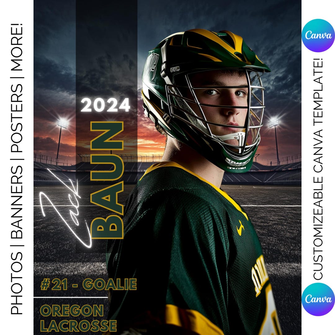Lacrosse Poster Canva Template | Lacrosse Background for Senior Sports ...