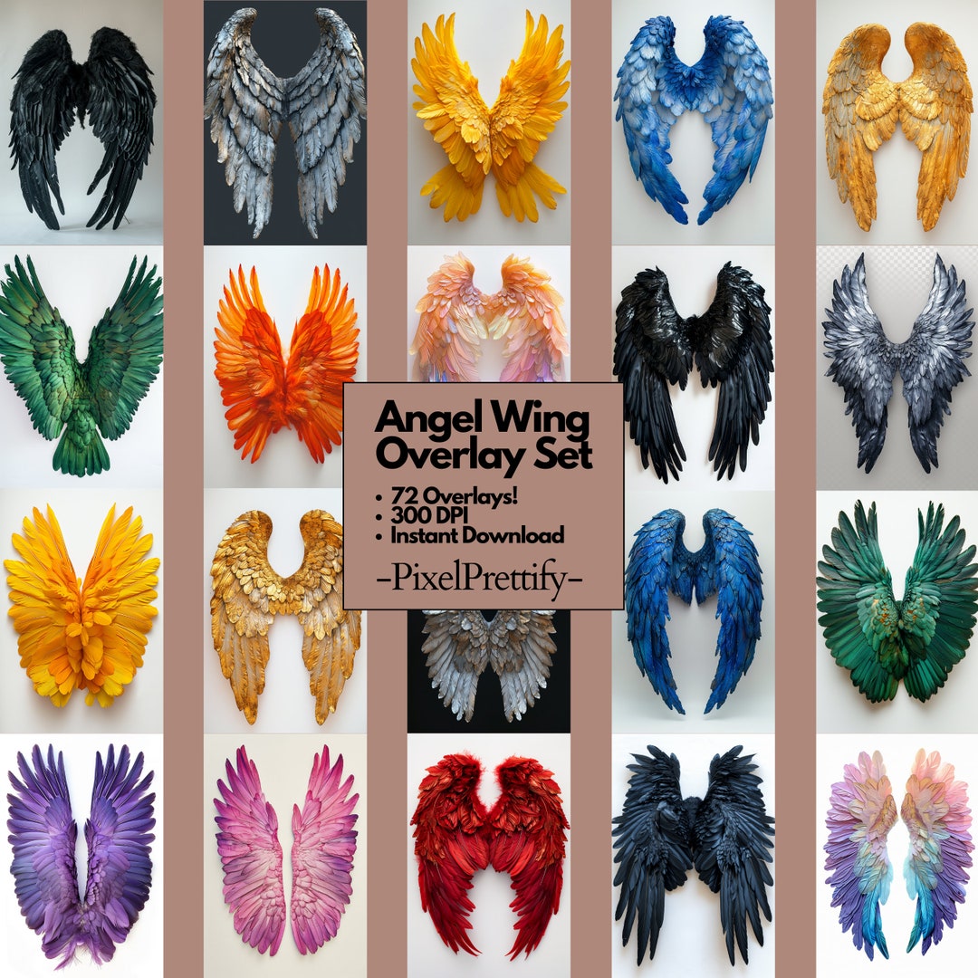 72 Angel Wing Photoshop Overlays, Angel Wing Backdrop Overlays, Wing ...