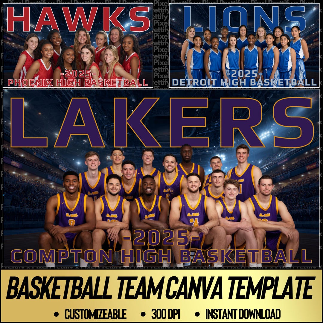 Basketball Team Banner & Poster Canva Template | Digital Basketball ...