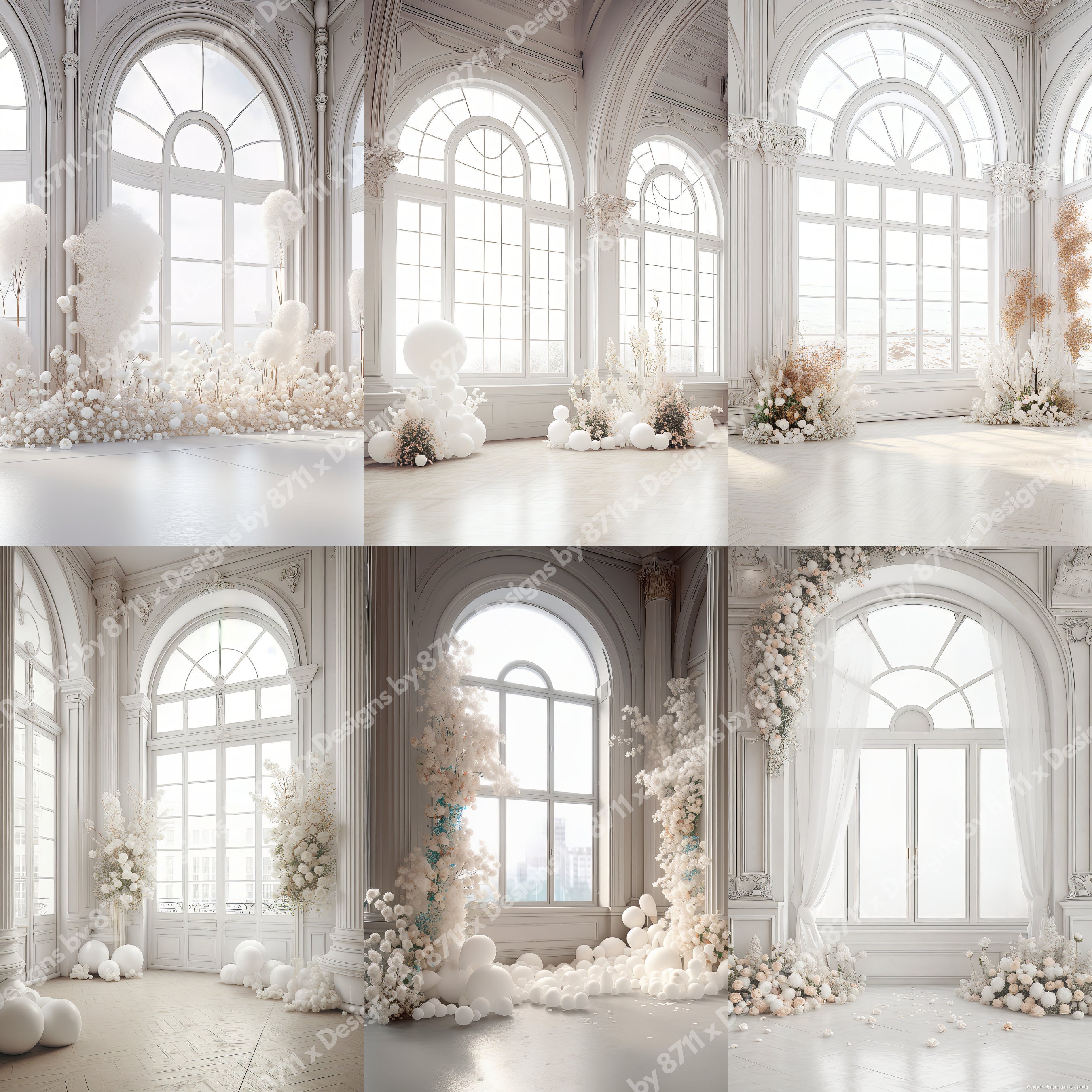 White Floral Room Digital Backdrop, Maternity Backdrop Overlays, Studio ...