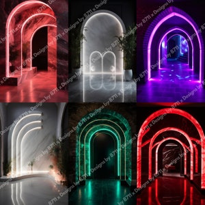 Neon Arch Digital Backdrops Neon Backdrop Overlays Neon Photography ...