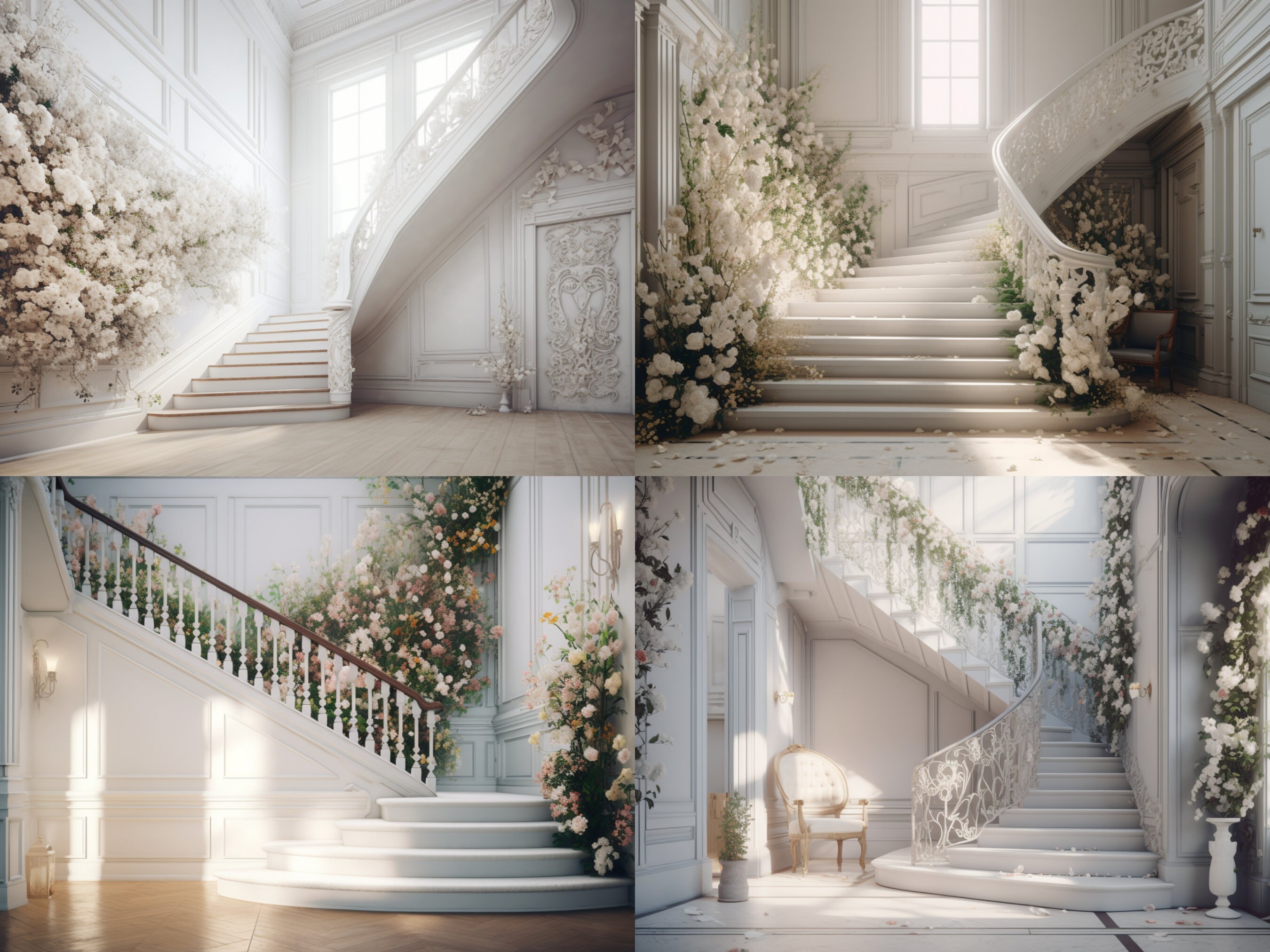 Floral Stair Digital Backdrops Maternity Backdrop Overlays - Etsy