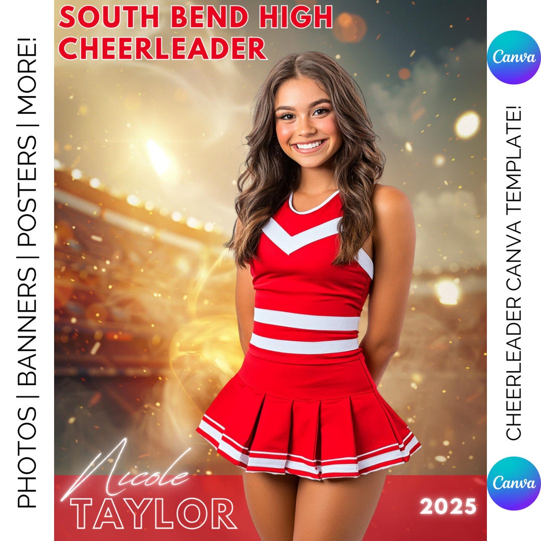 Cheerleader Canva Template for Cheer & Dance Banner, Senior Sports ...