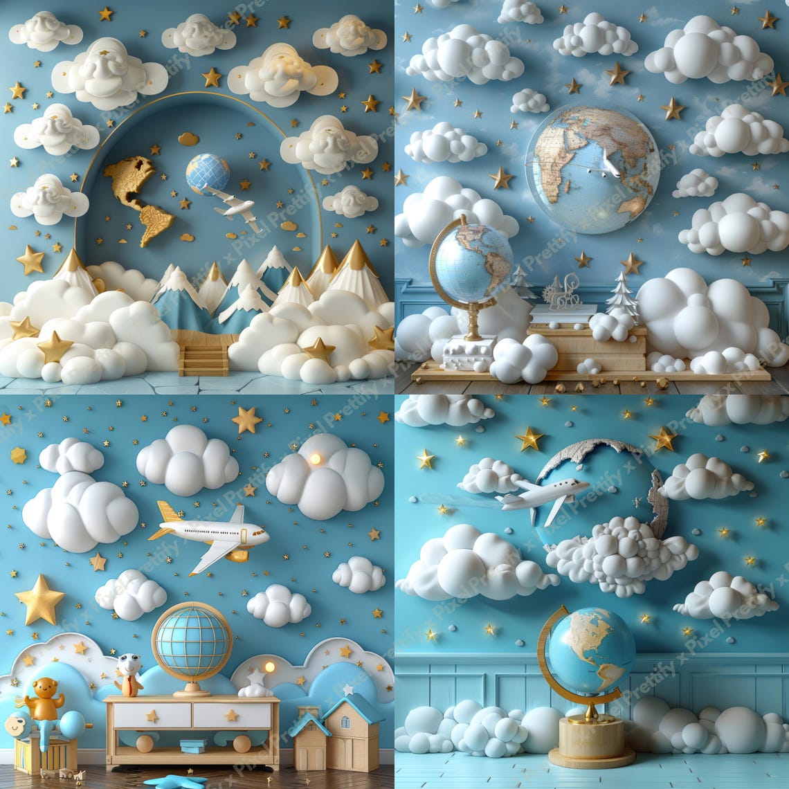 Airplane Digital Backdrops, Airplane Baby Birthday, Photoshop Overlays ...