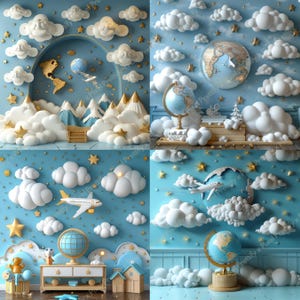Airplane Digital Backdrops, Airplane Baby Birthday, Photoshop Overlays ...