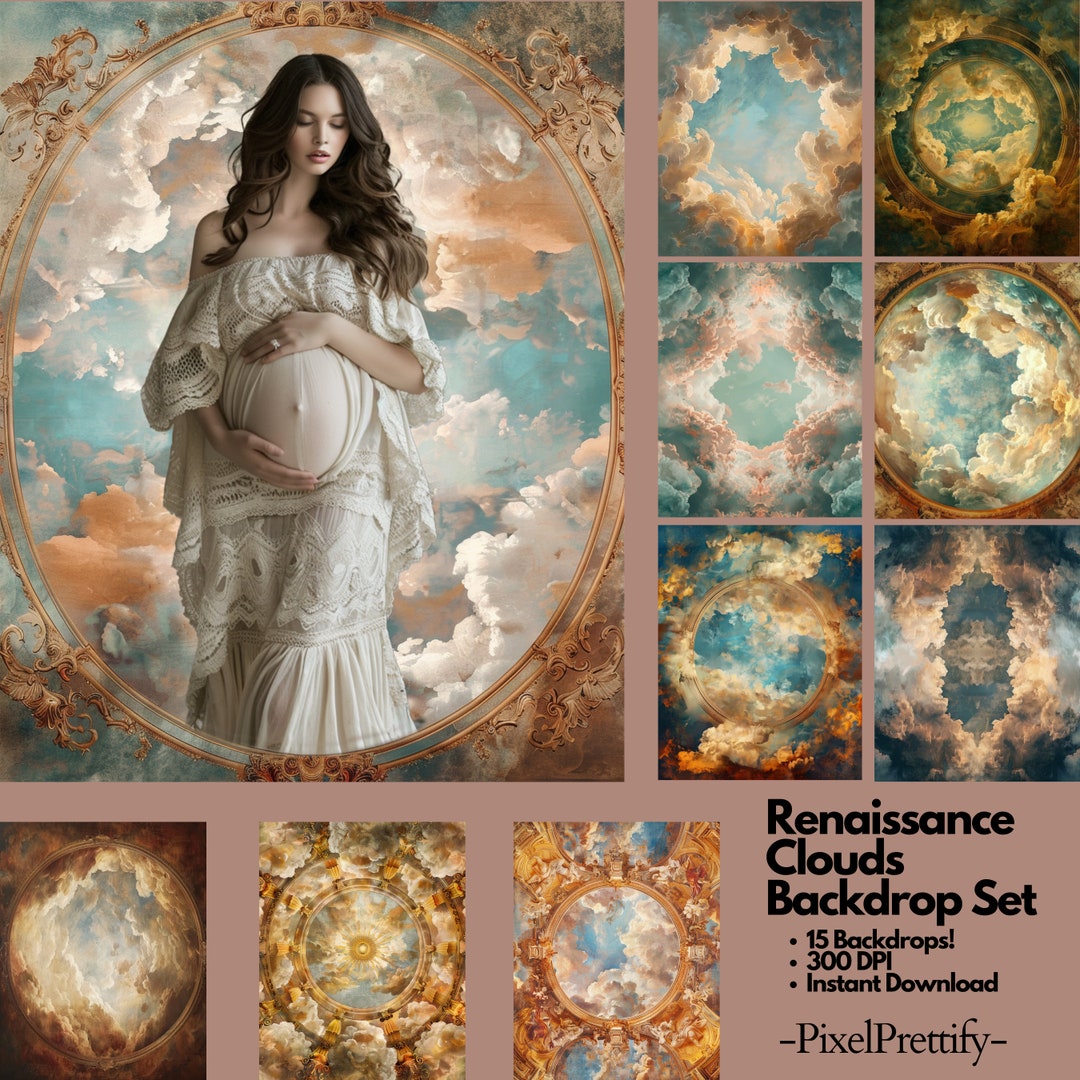 15 RENAISSANCE CLOUDS Digital Backdrop Sky Maternity Background ...