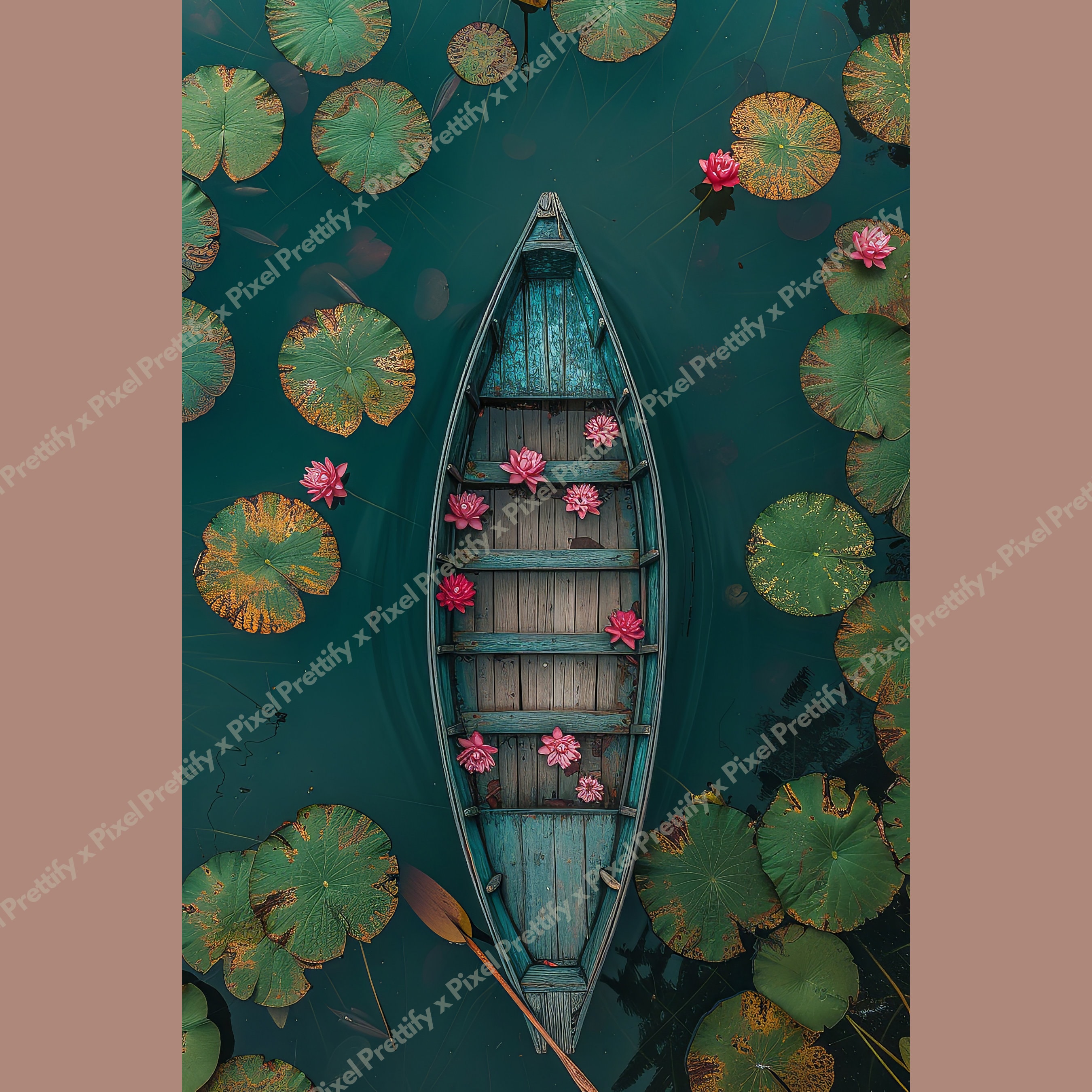 Lily Pond Boat Digital Backdrop Overlay for Portrait Photography ...