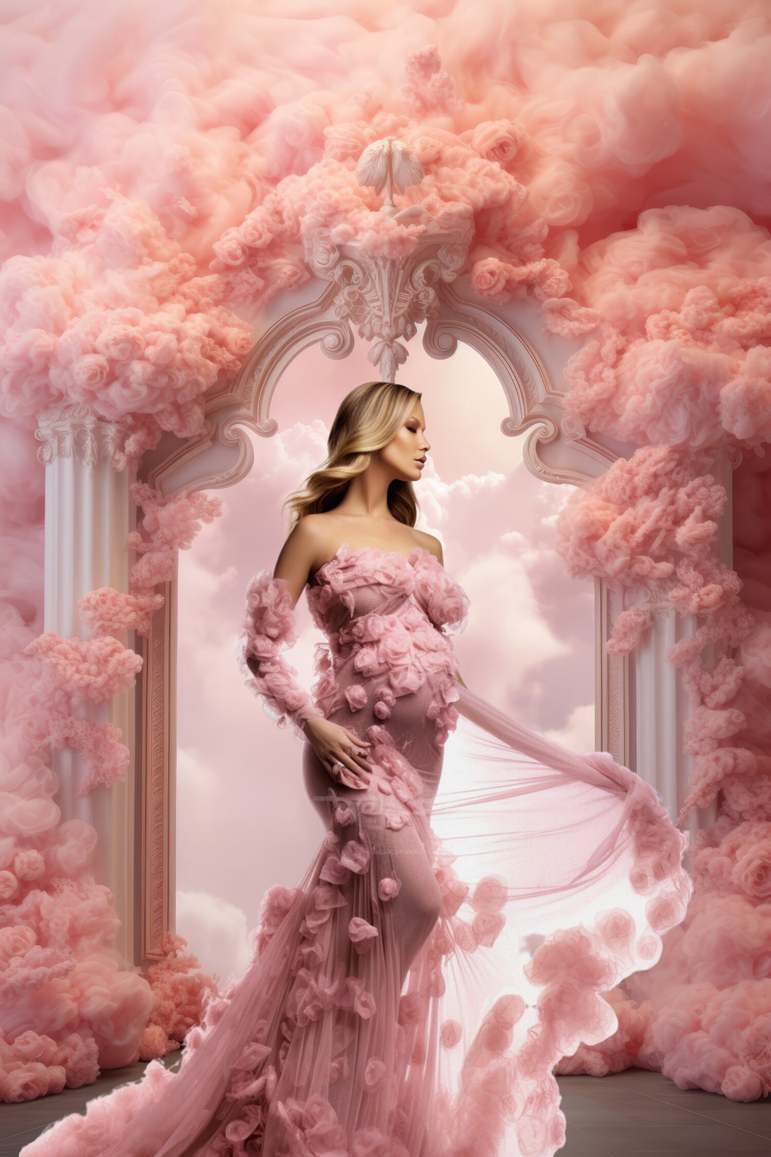 Pink Smoke Digital Maternity Backdrops Backgrounds Studio Art Backdrop ...