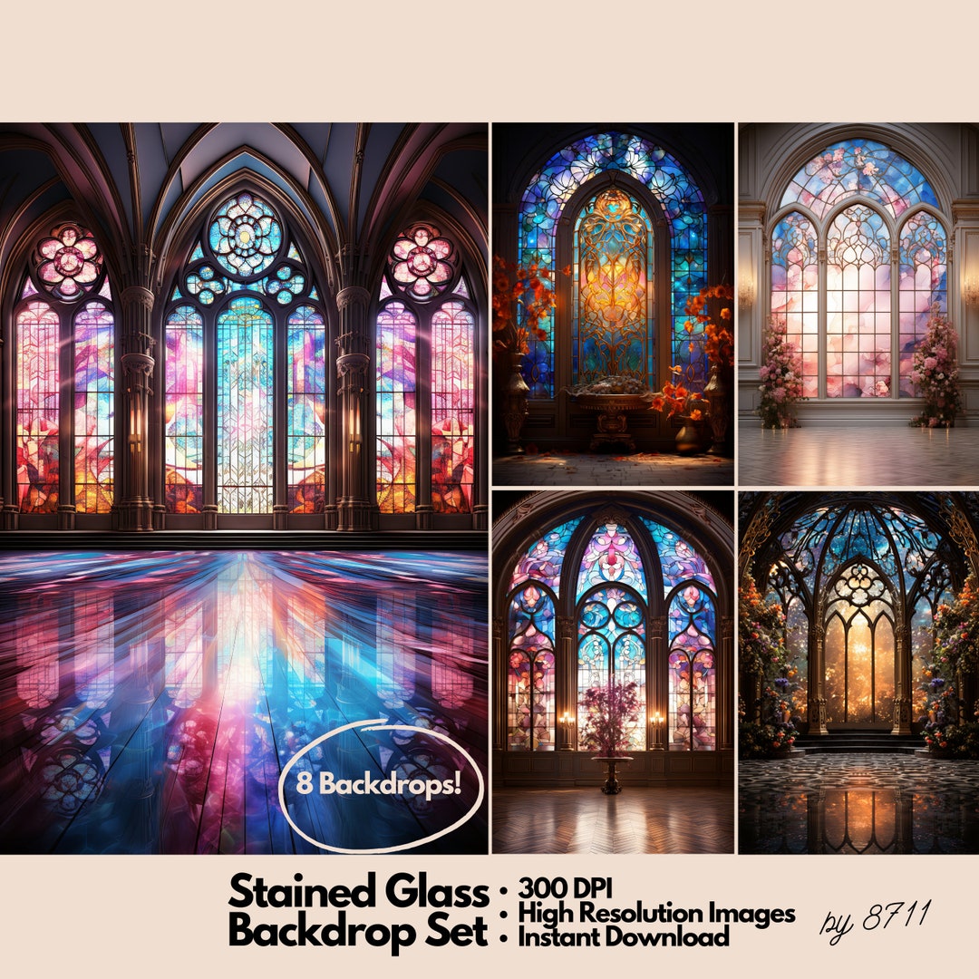 Stained Glass Digital Backdrop, Maternity Backdrop Overlays, Studio ...