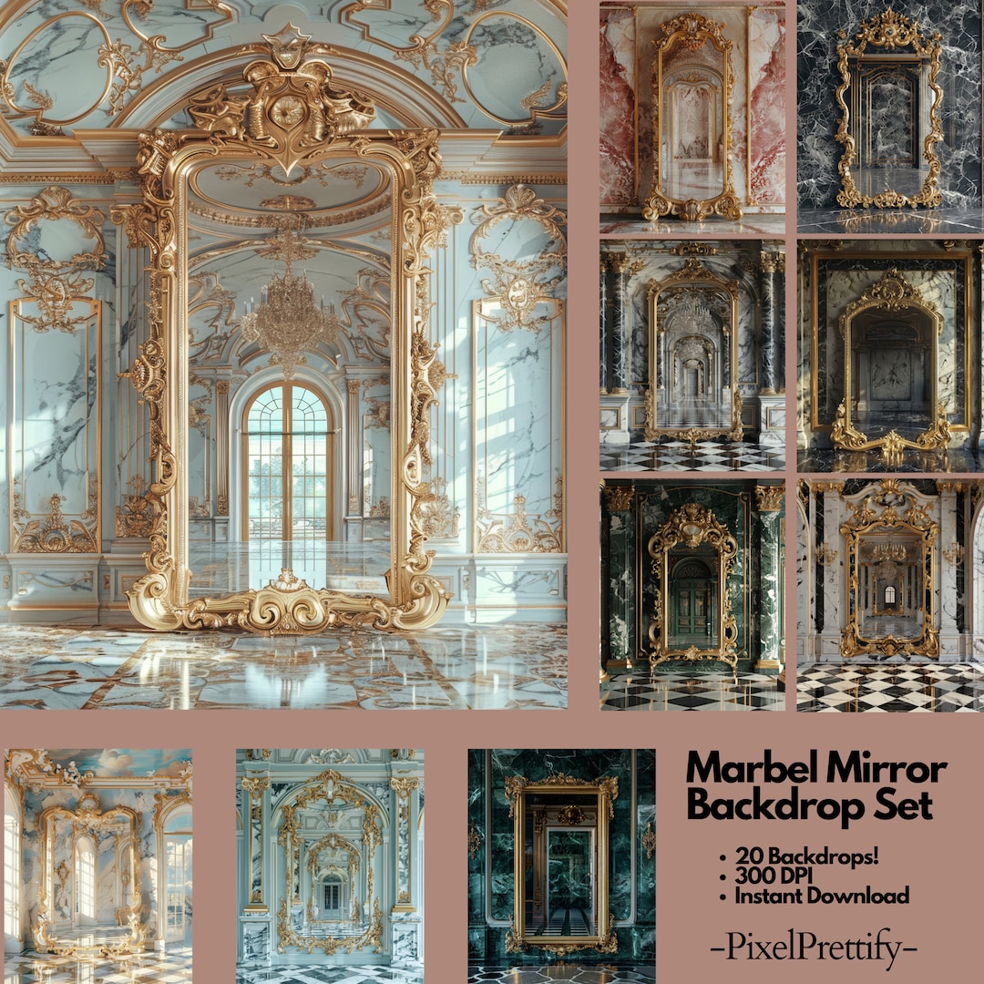 Marble Mirror Digital Backdrop, Maternity Backdrop Overlays, Studio ...