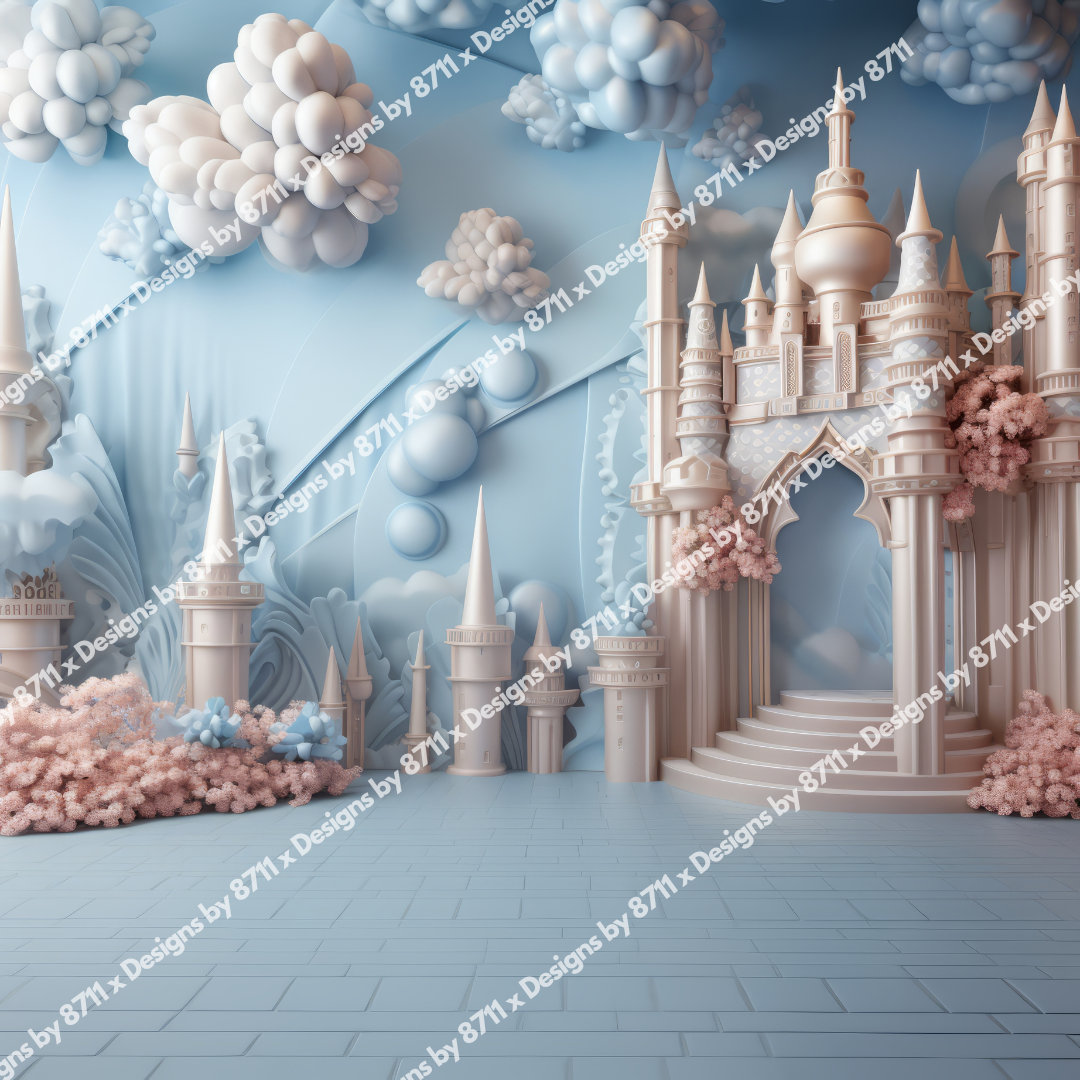Fairytale Castle Digital Background Blue Fairytale Digital Backdrop ...