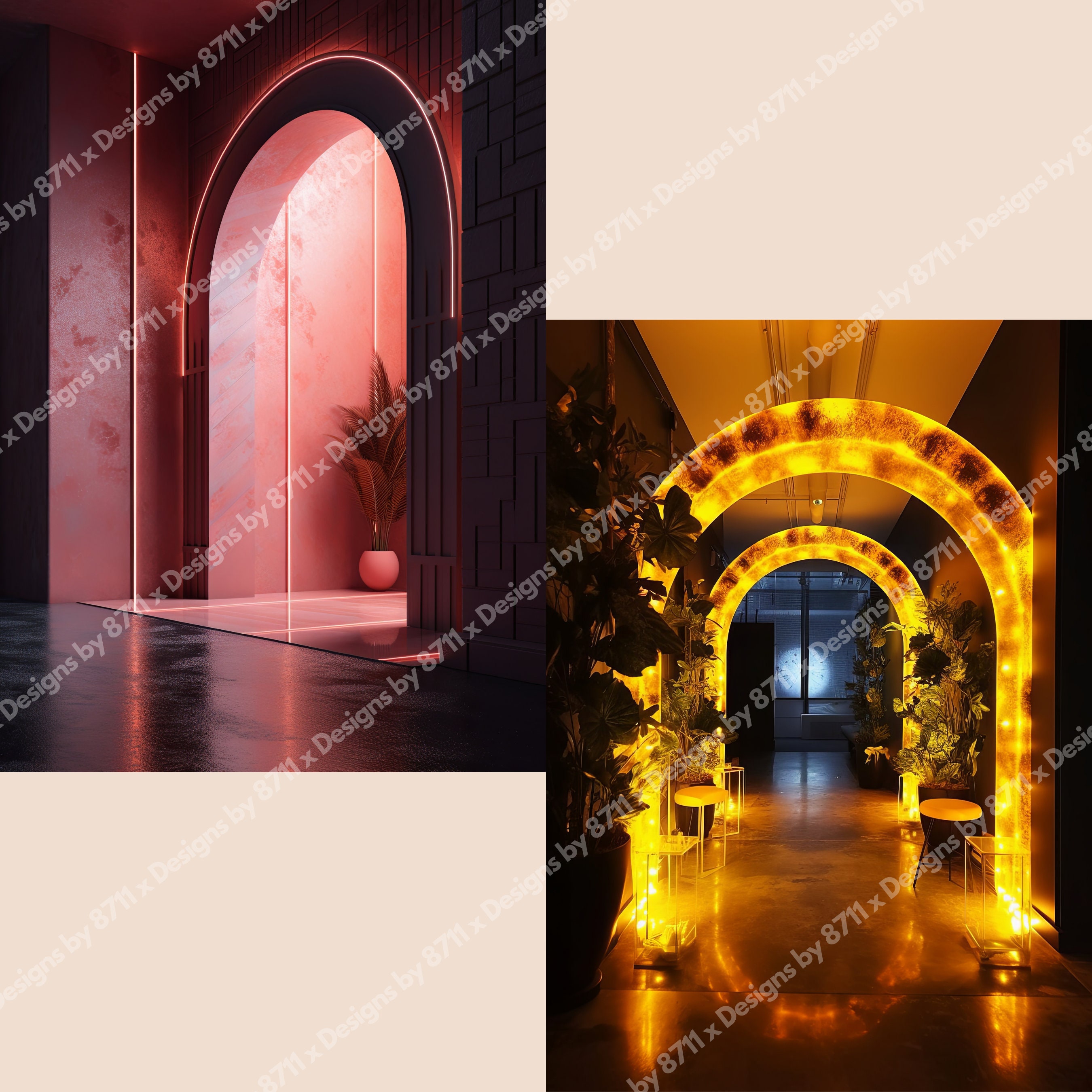 Neon Arch Digital Backdrops Neon Backdrop Overlays Neon Photography ...