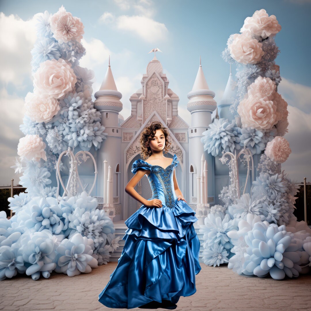 Fairytale Castle Digital Background Blue Fairytale Digital Backdrop ...