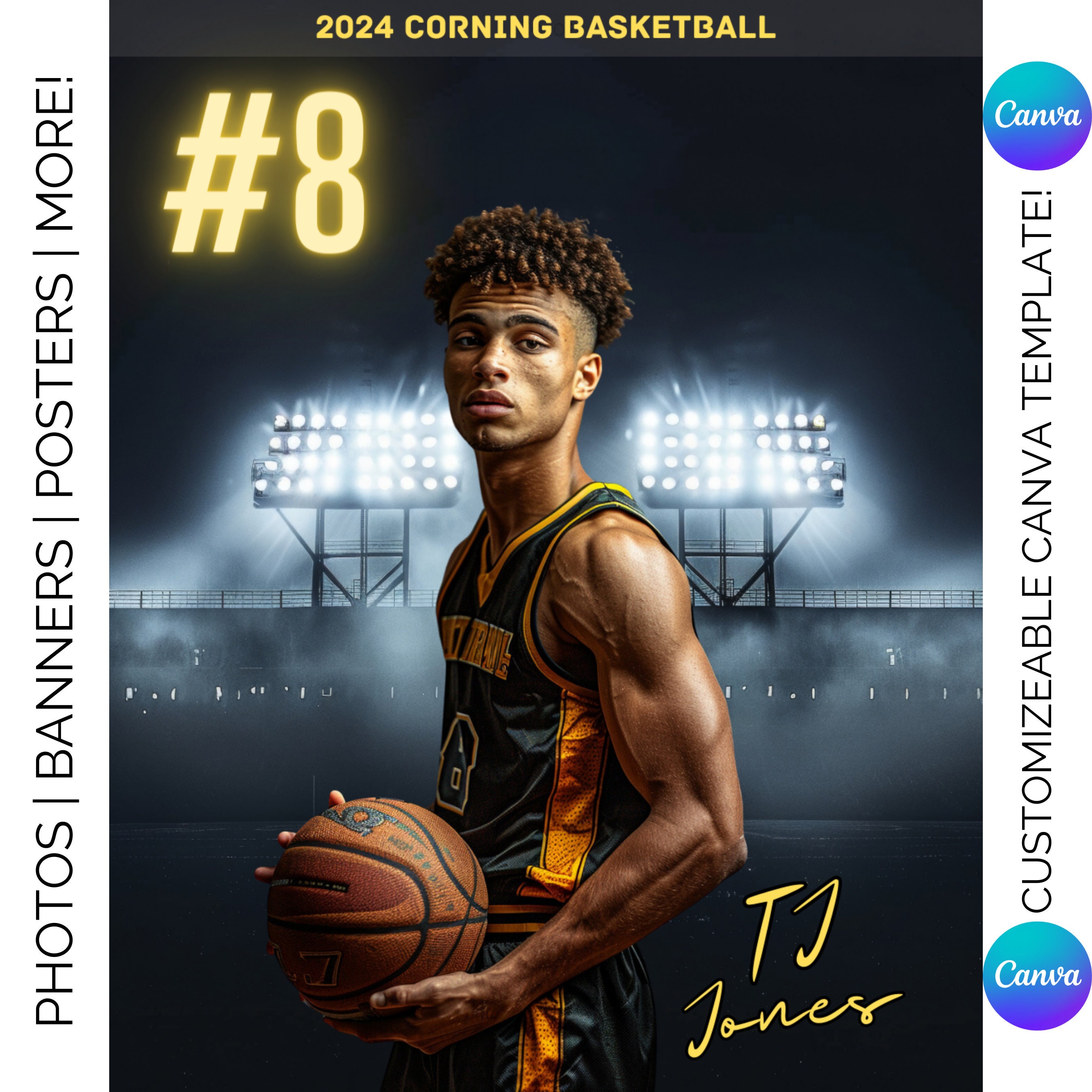 Sports Poster Canva Template Custom Senior Banners, Baseball Cards ...