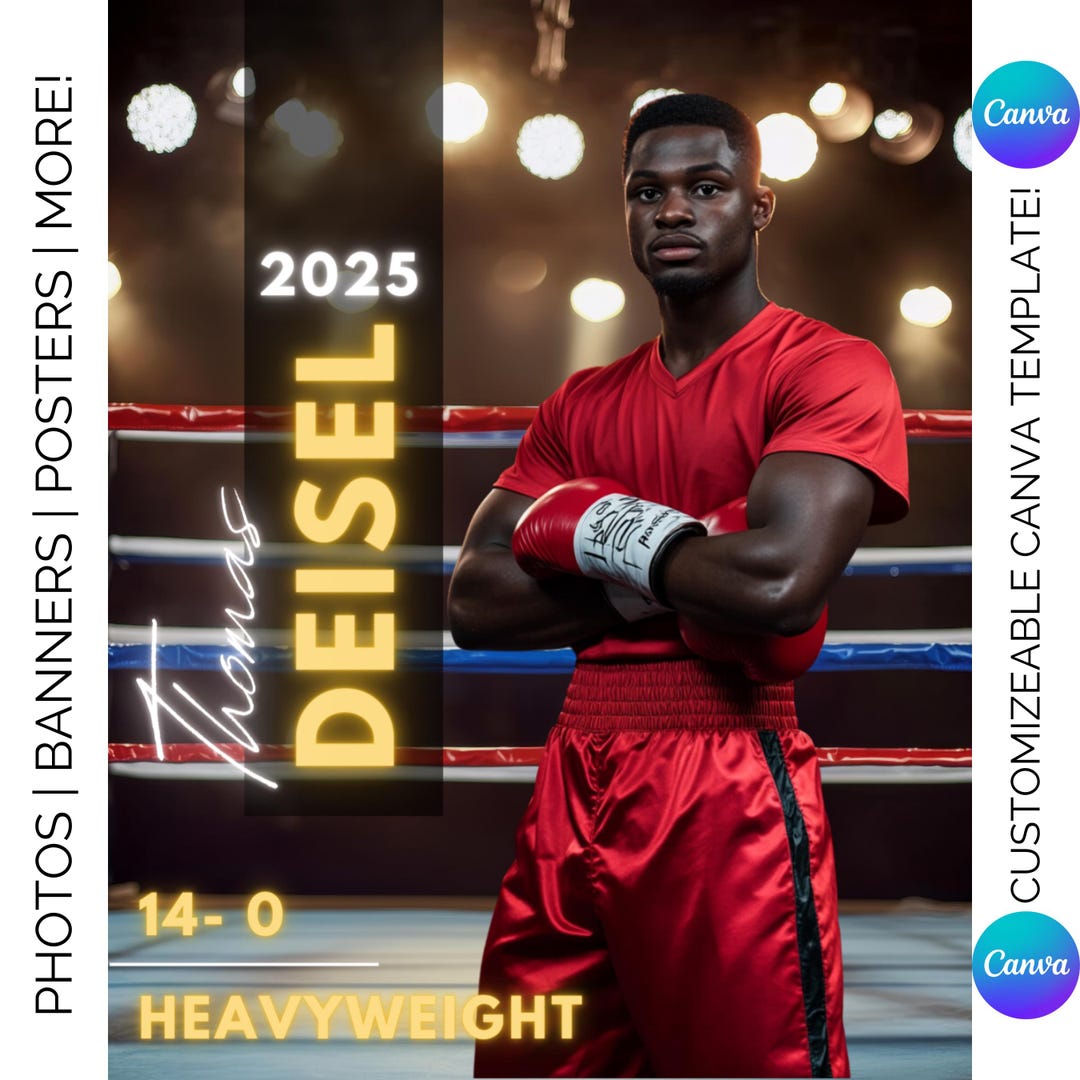 Boxing Poster Canva Template | Custom Boxing Poster Template, Sports ...