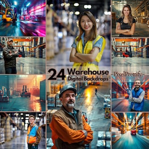 24 Warehouse Digital Backdrops for Headshots & Corporate Portraits | Soft Background Overlay for ...