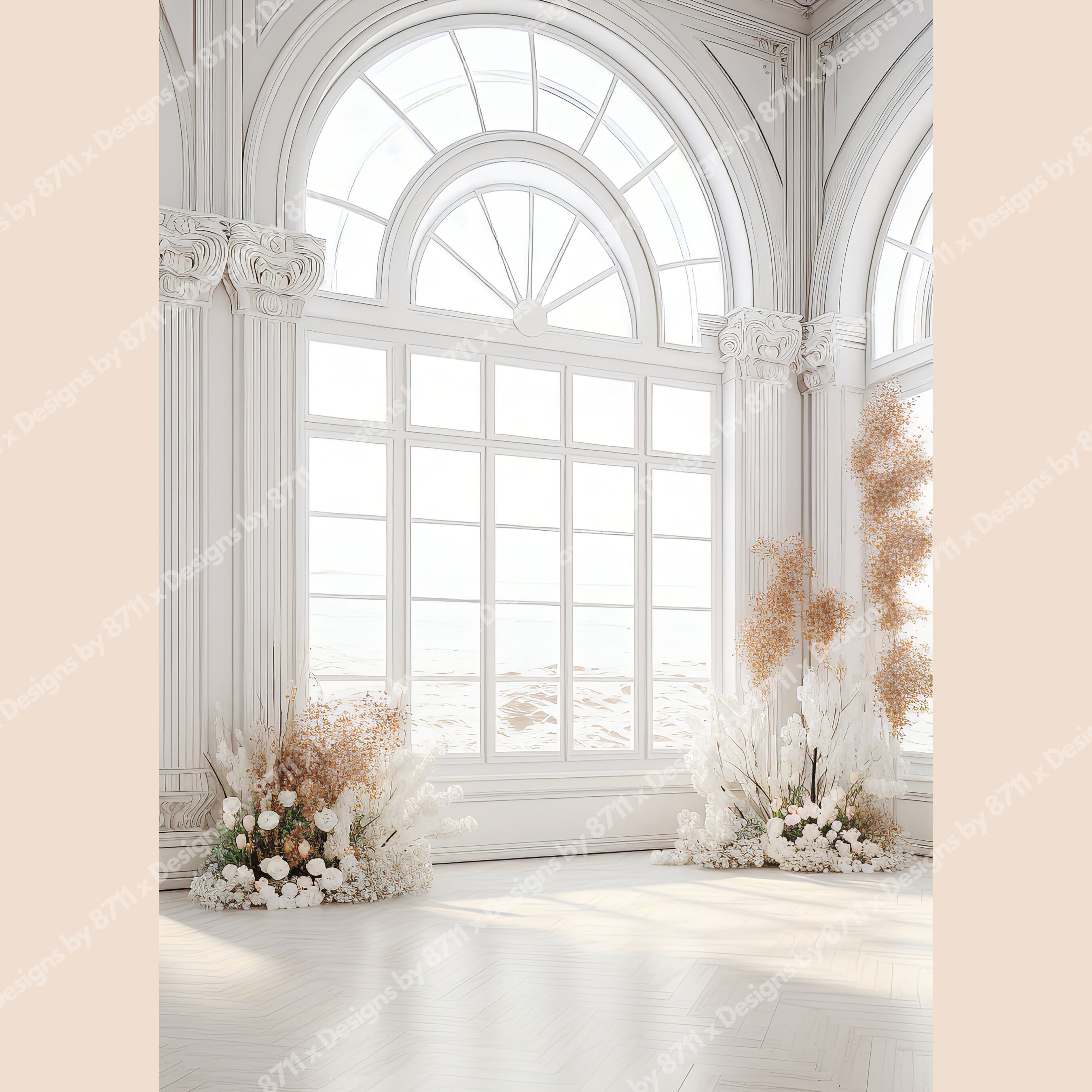 White Floral Room Digital Backdrop, Maternity Backdrop Overlays, Studio ...