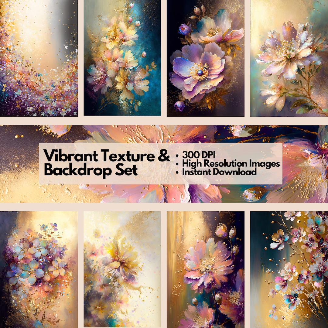 Bright Digital Backdrops With Colorful Paint Texture Overlays, Rainbow ...