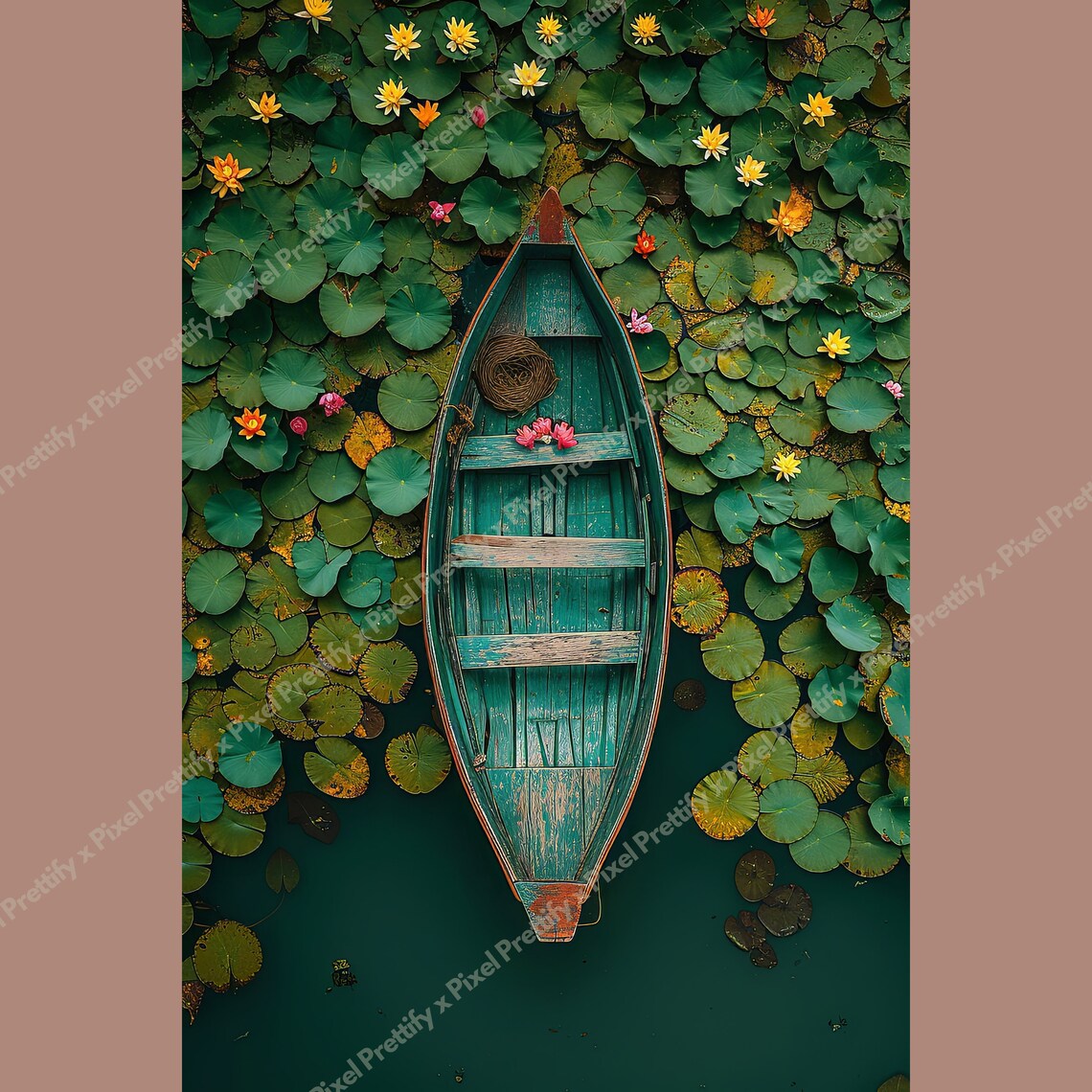 Lily Pond Boat Digital Backdrop Overlay for Portrait Photography ...