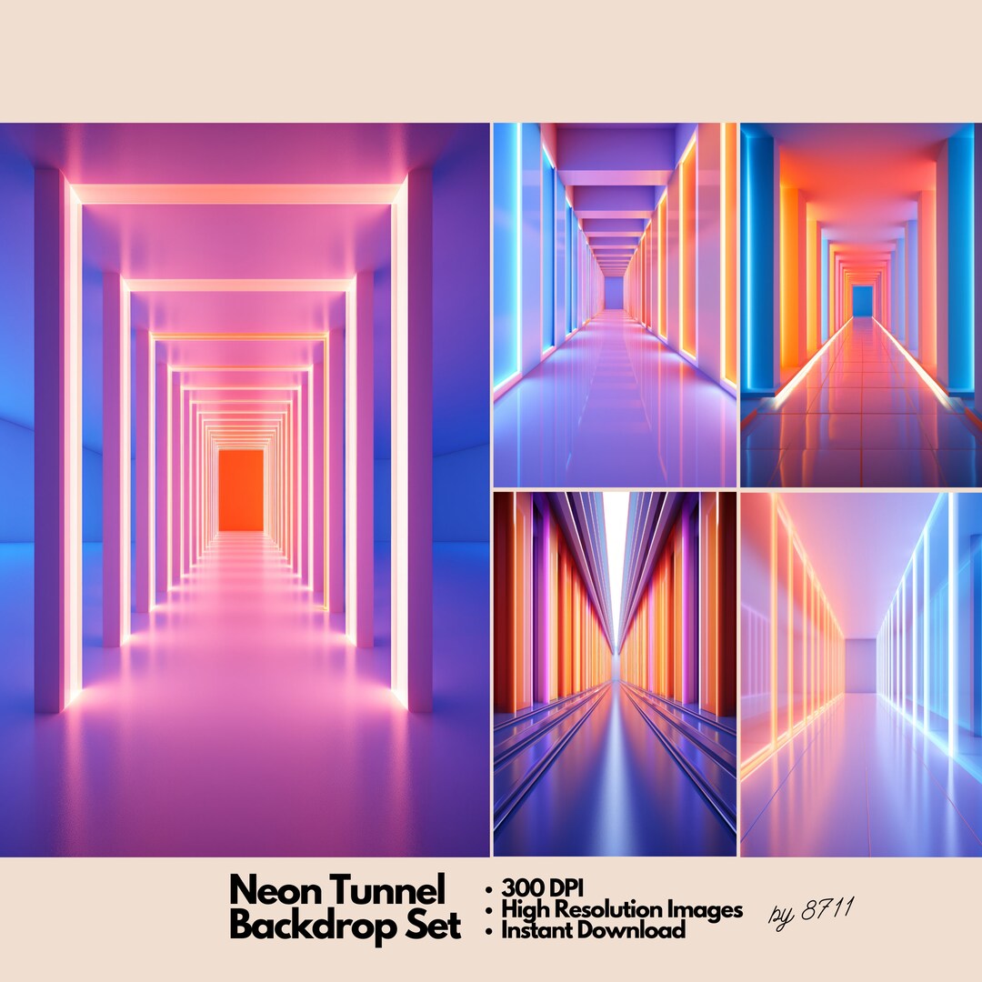 Neon Tunnel Digital Backdrops Maternity Backdrop Overlays Photography ...