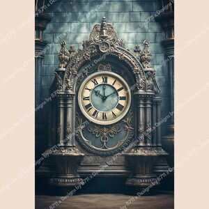 Ornate Clock Digital Backdrop, Maternity Backdrop Overlays, Studio ...