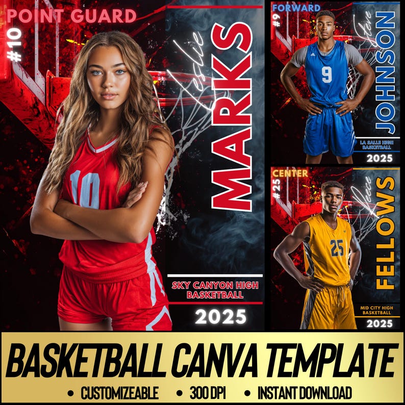 Basketball Poster Canva Template | Basketball Background for Custom ...