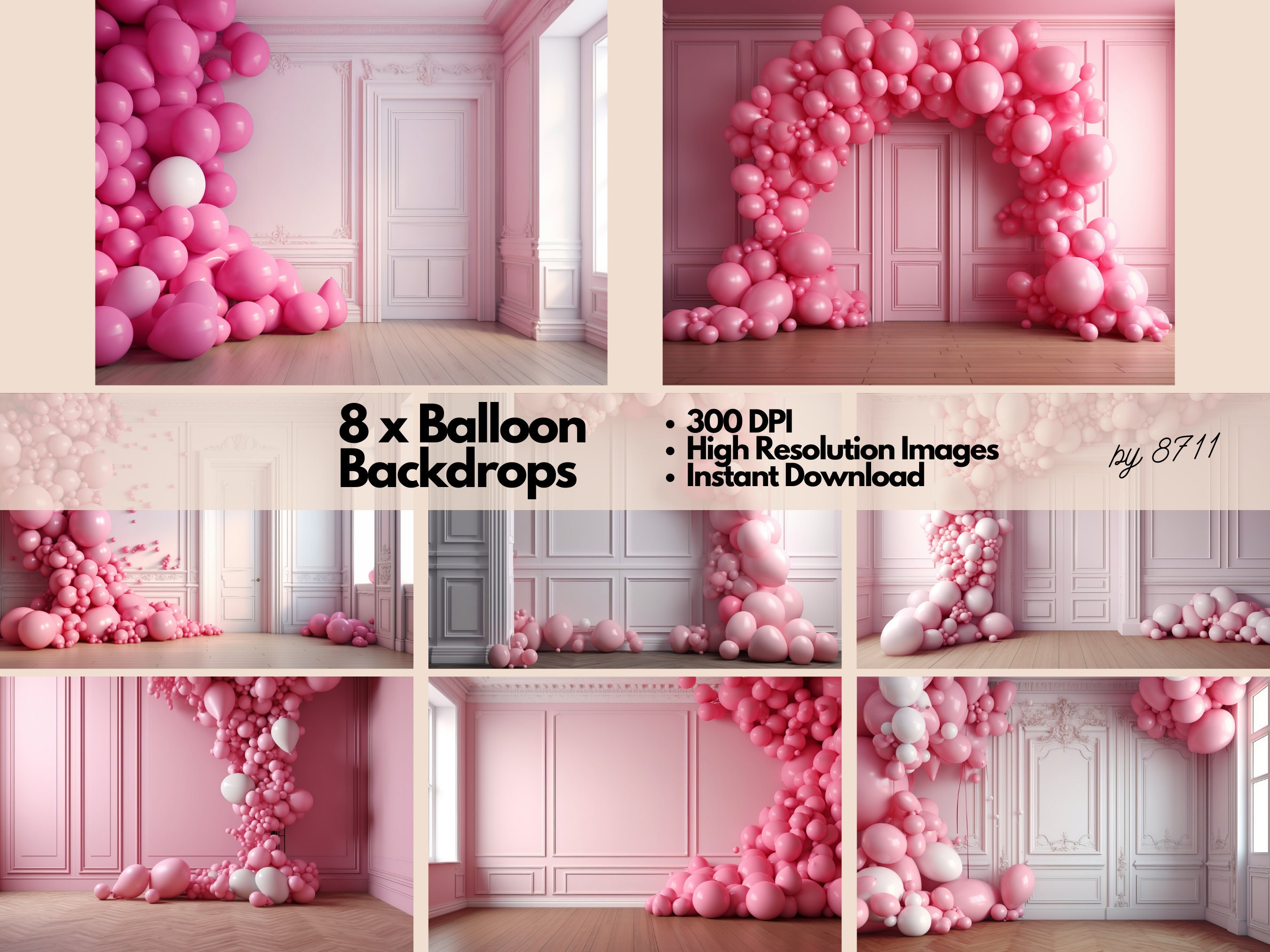 Pink Balloon Digital Maternity Backdrops Backgrounds Studio Art ...