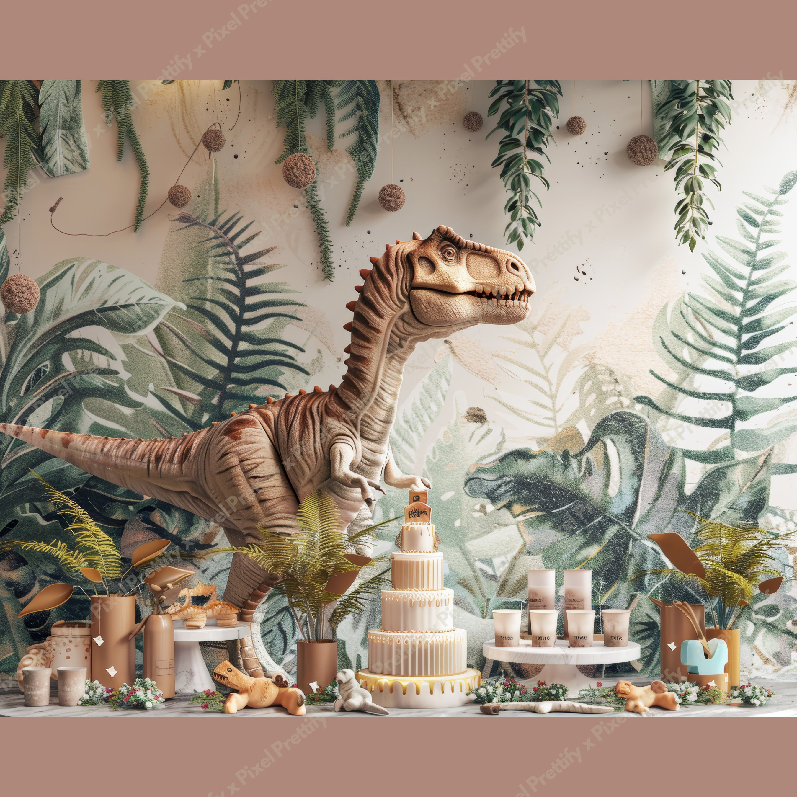 Dinosaur Adventure Digital Backdrop, Tyrannosaurus Rex Photo Prop, Kid ...