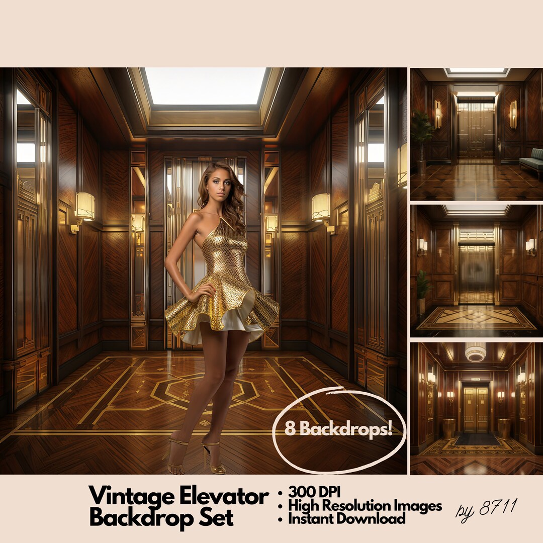 Vintage Elevator Digital Backdrop, Maternity Backdrop Overlays, Studio ...