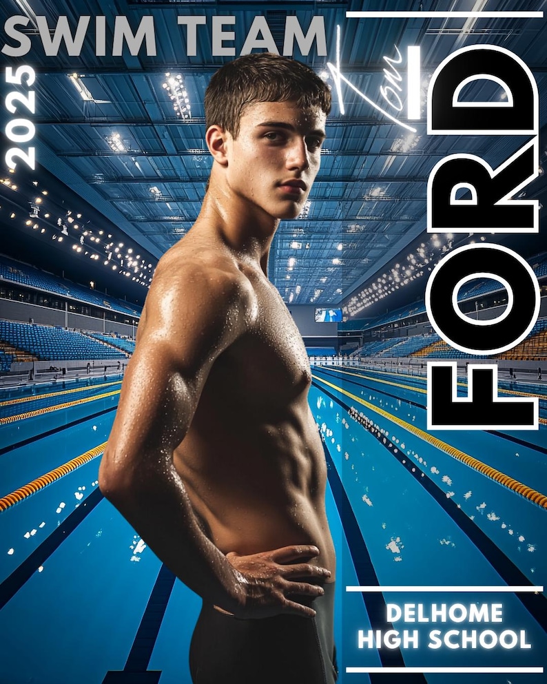 Swimming Poster Canva Template | Swimmer Background for Senior Sports ...